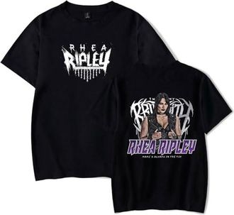 Generic Rhea Ripley T-shirt unisexe &agrave; col rond et manches courtes, Noir, 3XL