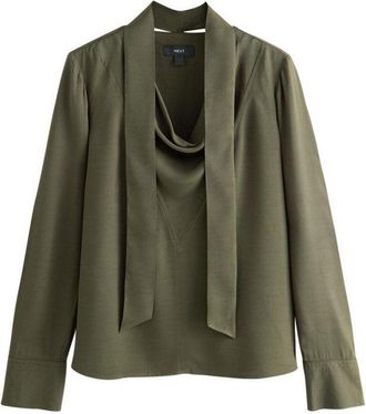 Next Langarmbluse Drapierte Schluppenbluse mit langen Ärmeln (1-tlg)