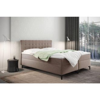 KAISER Boxspringbett mit bettkasten und matratze Denver stoff Muna Dunkelbeige 140x200 cm