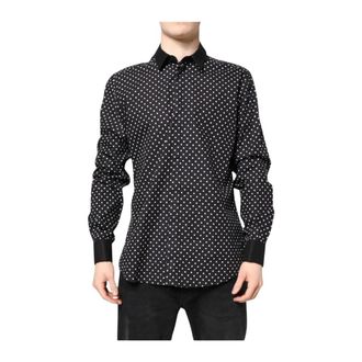 Dolce & Gabbana Polka Dot Dress Shirt - - Shirts - Herren - Schwarzk - 2XS