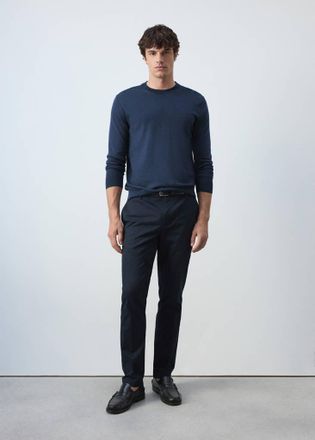 Mango Pull 100 % laine maille fine bleu nuit - Homme - XXL - MANGO MAN