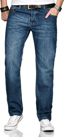 Alessandro Salvarini Herren Jeans Comfort Fit gerades Bein Komfort-Jeans Denim Jeanshose [AS-201-Mittelblau-W30-L30]