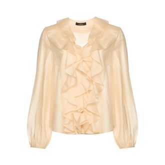 Twinset Femme, Blouses et Chemises, Beige, Taille: 38 FR Ruffled Collar Shirt