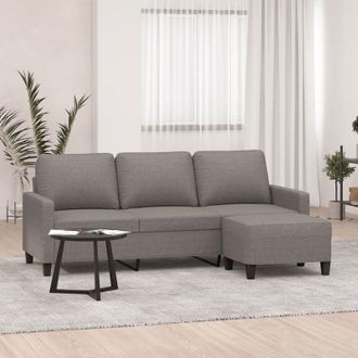 vidaXL Vidaxl - Canap&eacute; &agrave; 3 places avec repose-pieds Taupe 180 cm Tissu