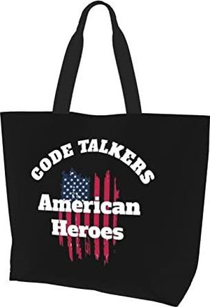AOOEDM Code Talkers American Heroes Sac &agrave; provisions r&eacute;utilisable en toile pour femme