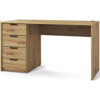 Les Tendances Bureau AROLD - 120 ou 140cm - Blanc mat ou bois Naturel 140 cm-Beige-Largeur 140 cm