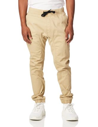 WT02 Herren Casual Cotton Twill Jogger Pants, Stretchable, Comfortable Fit L&auml;ssige Hose, Hellkhaki, X-Gro&szlig;