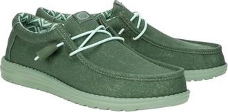 HeyDude Wally Stretch Canvas - Chaussures pour Hommes - Baskets avec Semelles Confortables - Style mocassin, Duck Green/Iceberg Green, 45