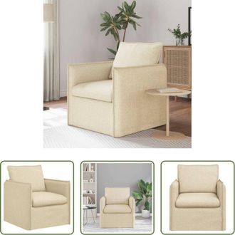 vidaXL Wohnzimmersofa - Sofa Creme 195 x 82 x 85 cm Stoff