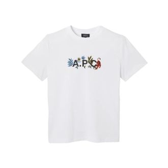 A.P.C. Floral Logo T-Shirt - - Tops - Damen - Wei&szlig; - S