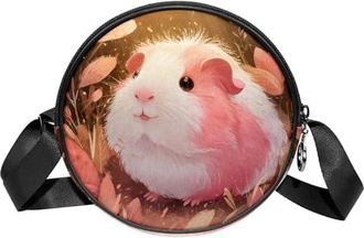 Generic Sac &agrave; bandouli&egrave;re rond pour femme, joli cochon dInde, rose, petit sac &agrave; bandouli&egrave;re avec fermeture &eacute;clair, bretelles r&eacute;glables, sac &agrave; main rond d&eacute;cont