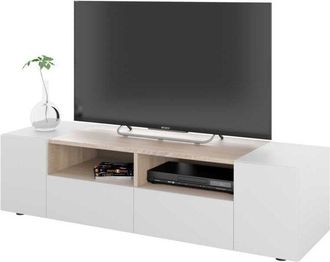 Usinestreet Usinestreet - Meuble tv Tamiko 138 cm en blanc Artik et ch&ecirc;ne canadien