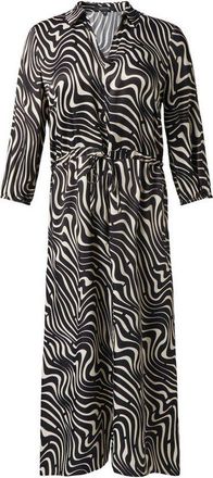 Comma Midikleid Kleid Gemustertes Hemdblusenkleid mit Tunnelzug