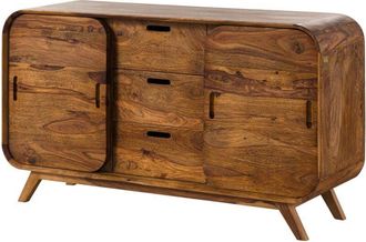 Massivmoebel24 Sideboard Sheesham 134x40x75 hellbraun lackiert mailand 101