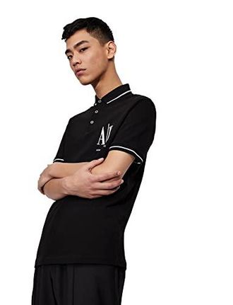A|X Armani Exchange Maxi Embroidered Logo, Regular Fit Polo, Noir (Black), L Homme