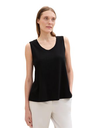 Tom Tailor Damen Basic Tanktop, deep black, M