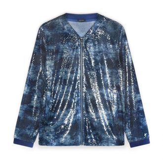 Fiorella Rubino Offener Pullover aus T&uuml;ll mit Pailletten - - Sweatshirts & Hoodies - Damen - Blau - M