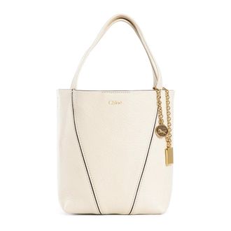 Chlo&eacute; Femme, Sacs, Beige, Taille: ONE Size Sac &agrave; main en cuir marron avec d&eacute;tails dor&eacute;s