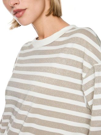 Marc Cain 3/4-Arm-Shirt Golden Hour Premium Damenmode mit Lurex-Ringeln