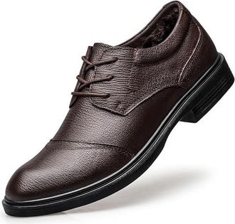 Generic Chaussures habillées for Hommes, à Lacets, Bout Rond, Bout renforcé, Chaussures Derby antidérapantes, Talon carré, Semelle en Caoutchouc, Coupe Basse,