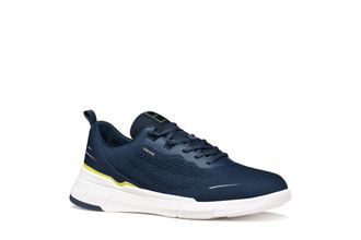 Geox Sneaker GEOX U VITTOUR, Herren, Gr. 44, navy, Lederimitat, Textil, Schuhe Sneaker, Halbschuh, Freizeitschuh, Schn&uuml;rer mit Kontrastbesatz
