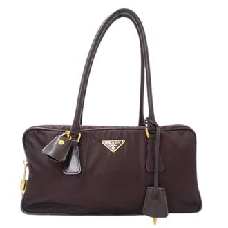 Prada Sac &agrave; main vintage en nylon Pre-owned - Femme - Pre-owned - Brun - Taille: ONE Size
