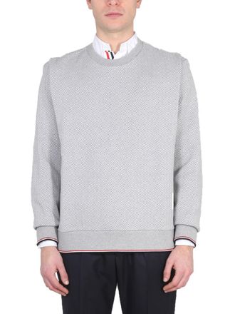 Thom Browne Herringbone Jersey Cotton Sweatshirt - Gray