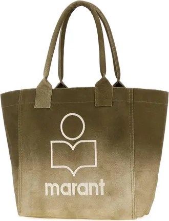 Isabel Marant Womens Khaki Canvas Small Yenky Shopping Bag Exterior: Cotton Borse A Mano