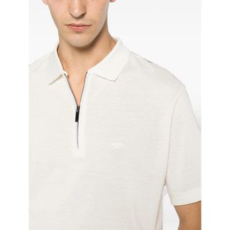Emporio Armani Piqu&eacute; Cotton Quarter-Zip Polo Shirt - White