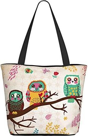 AOOEDM Sac &agrave; provisions pour femme avec des hiboux color&eacute;s 13 x 11 x 7 po. Le cadeau parfait pour la Saint-Valentin. Cest de la Saint-Valentin pour maman, fi