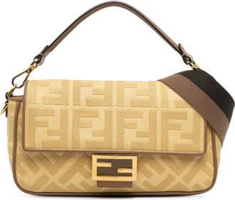Fendi Hobo Bags - Zucca Embroidered Canvas Baguette Satchel - Gr. unisize - in Gelb - f&uuml;r Damen