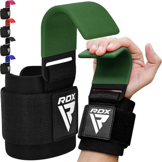RDX Sports Zughilfen Haken Krafttraining, 8mm Gepolstert Handgelenkschutz, Profi Bodybuilding Gewichtheben Griff, Fitness Powerlifting Weight Lifting Hook, M&auml;nne