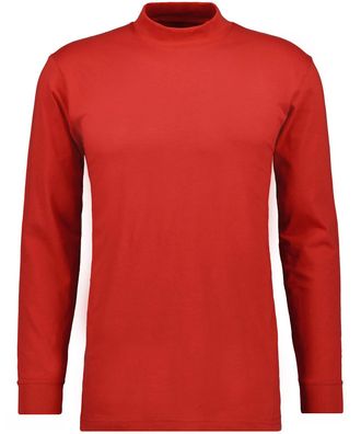 Ragman Herren Stehkragenshirt Langarm Weinrot-615, 4XL