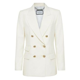 Philipp Plein Wool Marine Fit Blazer LS - - Jackets - Damen - Wei&szlig; - 2XL