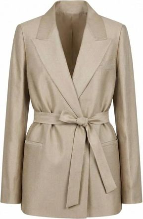 PESERICO Femme, Vestes, Beige, Taille: 38 FR Shiny Gabardine Belted Blazer