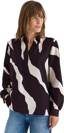 Cecil Print-Bluse mit Tapebündchen Eggplant red XS