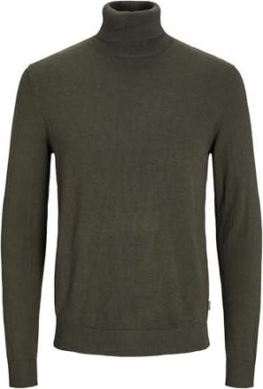 Jack & Jones JJEEMIL Knit Roll Neck Noos Pull &agrave; col roul&eacute;, Vert (Olive Night Detail: Melange), X-Large Homme