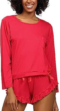 DKaren Ensemble De Nuit T-Shirt Et Short Ronnie, Rouge,46