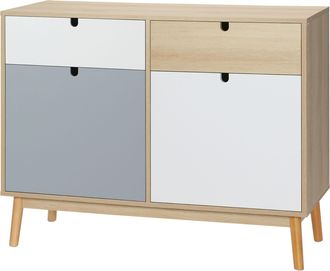 HOMCOM Armadietto 2 Ante E Cassetti Stile Nordico Mobile Multiuso Multicolore - Homcom