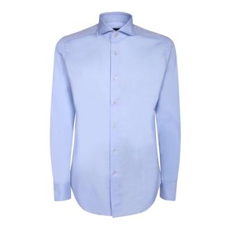 Dell'Oglio Homme, Chemises, Bleu, Taille: S Cotton Twill Shirt