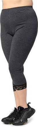 Merry Style Legging 3/4 Capri Femme Grande Taille en Coton avec Dentelle MS10-458 (M&eacute;lang&eacute; Fonc&eacute;, 7XL)