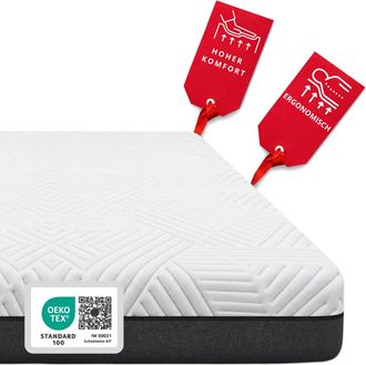 Matine&eacute; Kaltschaum-Matratze 100 x 200 cm - Schaumstoff-Matratze Schaummatratze mit Latexschaum und Abnehmbarer Bezug - H4 - Sudep