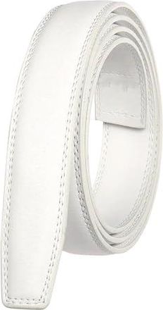 Generic Sangle de ceinture &agrave; cliquet en cuir blanc - 3 cm r&eacute;glable unisexe sans boucle, blanc, 110 cm