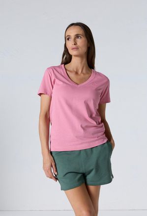 Jott T-shirt uni col V en coton Pink antique Sofia 2.0 - Taille XL