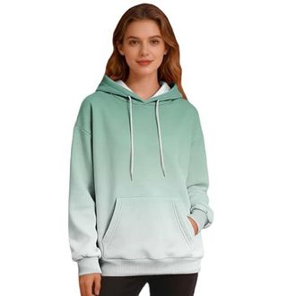 Generic Pull &agrave; capuche tendance d&eacute;grad&eacute; pour femme, pull &agrave; manches longues, pull &agrave; capuche surdimensionn&eacute; confortable, streetwear, haut d&eacute;contract&eacute;, coupe amp