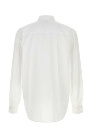 Dries Van Noten Mens White Poplin Shirt Exterior: Cotton Maglie Sweater