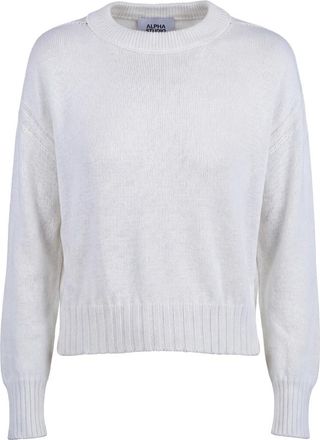 Alpha Studio Femme, Pulls, Beige, Taille: 38 FR Tricot ras du cou