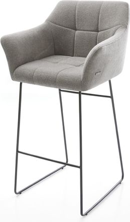 DELIFE Barstuhl Yulo-Flex Strukturstoff Soft Grau Kufengestell Metall Schwarz, Barst&uuml;hle