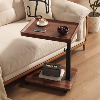 Generic C-F&ouml;Rmiger Beistelltisch, Betttisch Mit 360&deg;-Rundumrollen, H&ouml;Henverstellbar, Einbaubar, Abgerundete Ecken