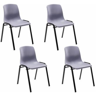 Clp Lot de 4 chaises empilables Nowra avec assise en plastique et Pieds en m&eacute;tal noir mat Gris